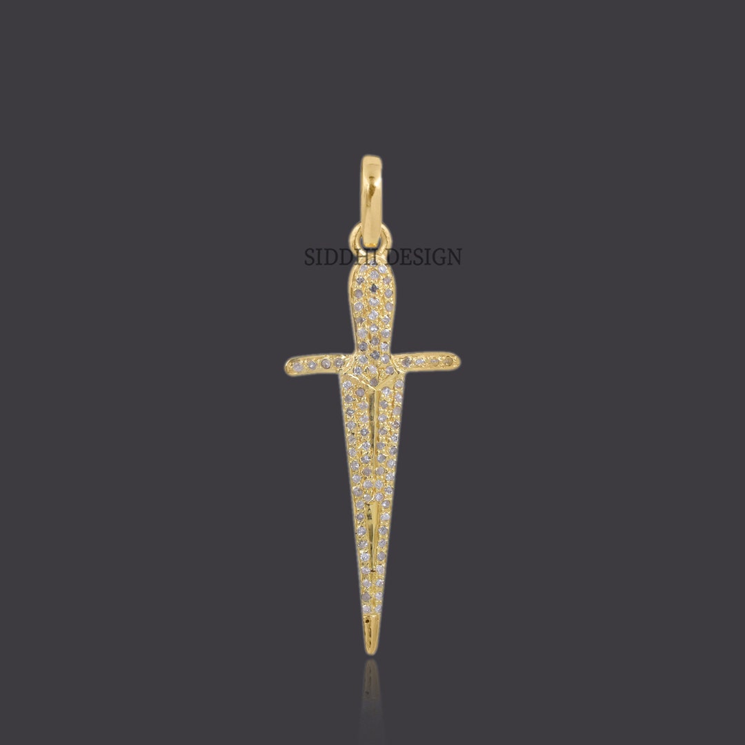 925 Silver Cross Pendant, Diamond Sword Pendant, Woman's Lucky Pendant ...