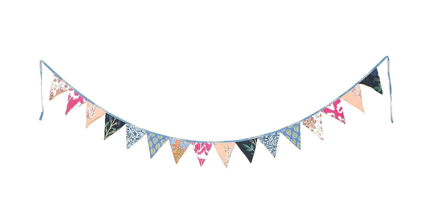 Floral Block Print Fabric Bunting: Colorful Boho Party Decor - Etsy
