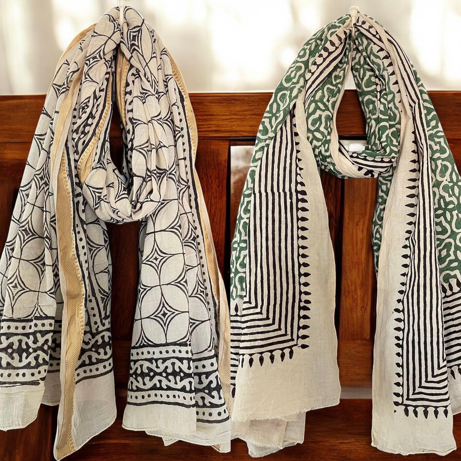Vintage Cotton Beach Sarong Hand Block Print Beach Pareos Cotton Zari ...