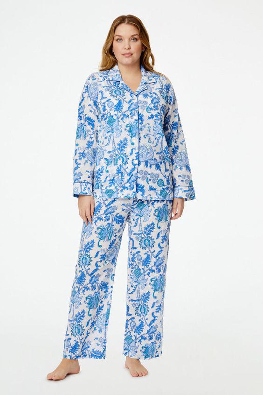 Hand Block Print Cotton Pajama Set: Floral Boho Pjs - Etsy