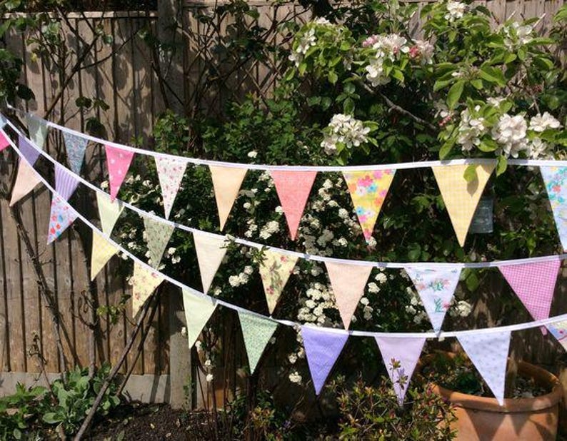 Floral Block Print Fabric Bunting: Colorful Boho Party Decor - Etsy