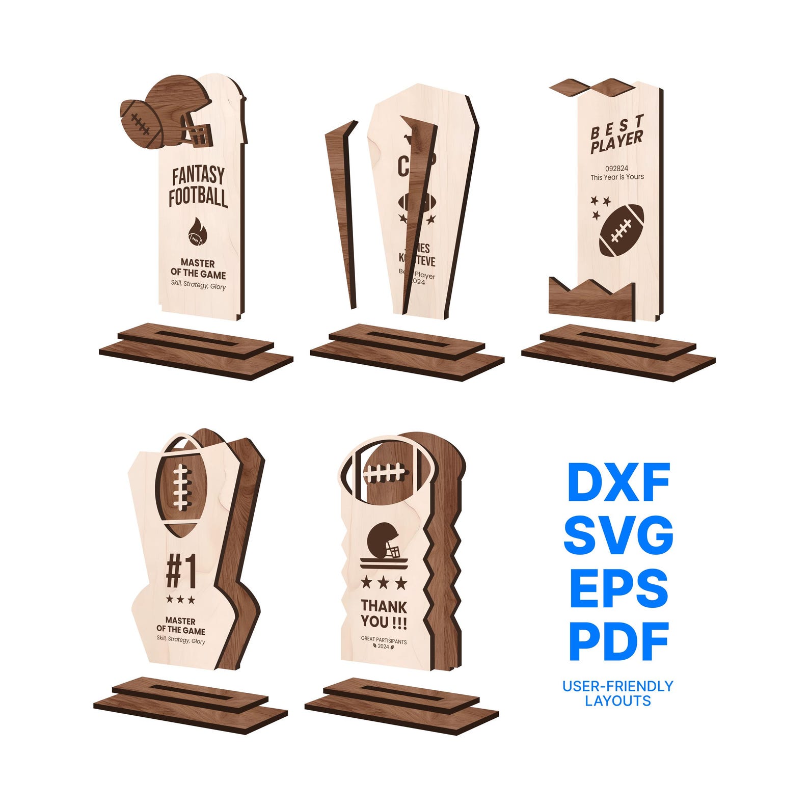 Fantasy Football Trophy SVG Laser Cut Award, Trofeo Futbol World Cup ...