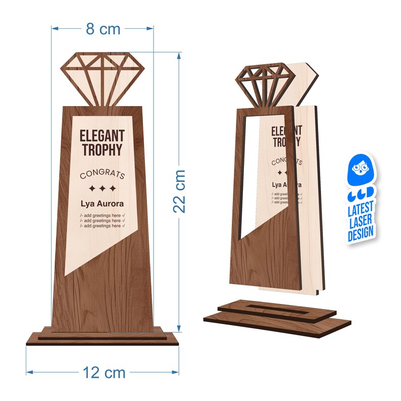 Elegant Trophy Cup Award Laser Cut 3 Different Designs Files, Laser SVG ...