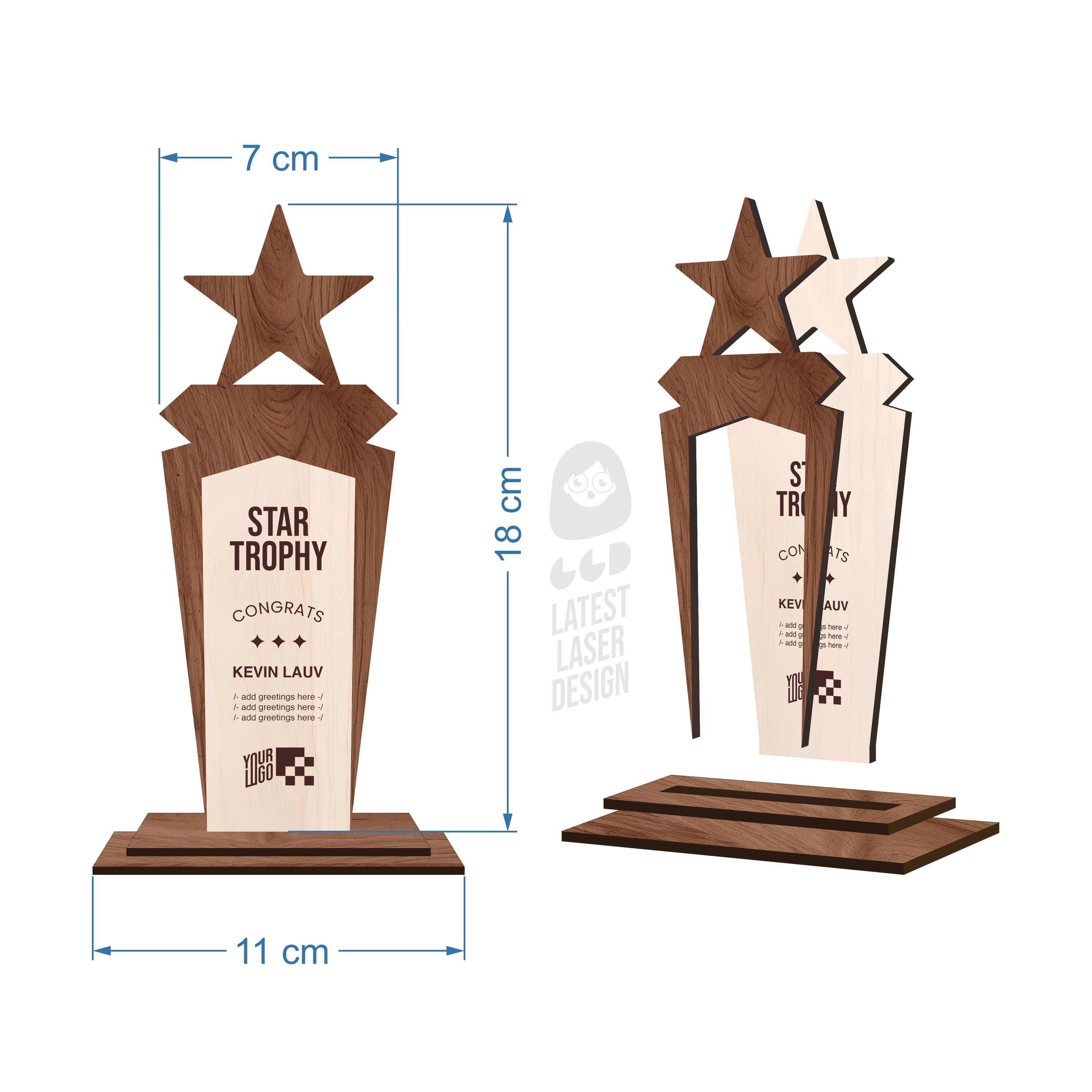 7 Star Awards Trophy Laser Cut Bundle, Wooden Cutting Engraving Files ...