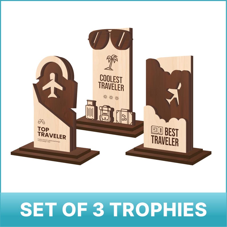 Award Trophy Cup Laser Cut 3 Different Design File, Awards SVG DXF PDF ...