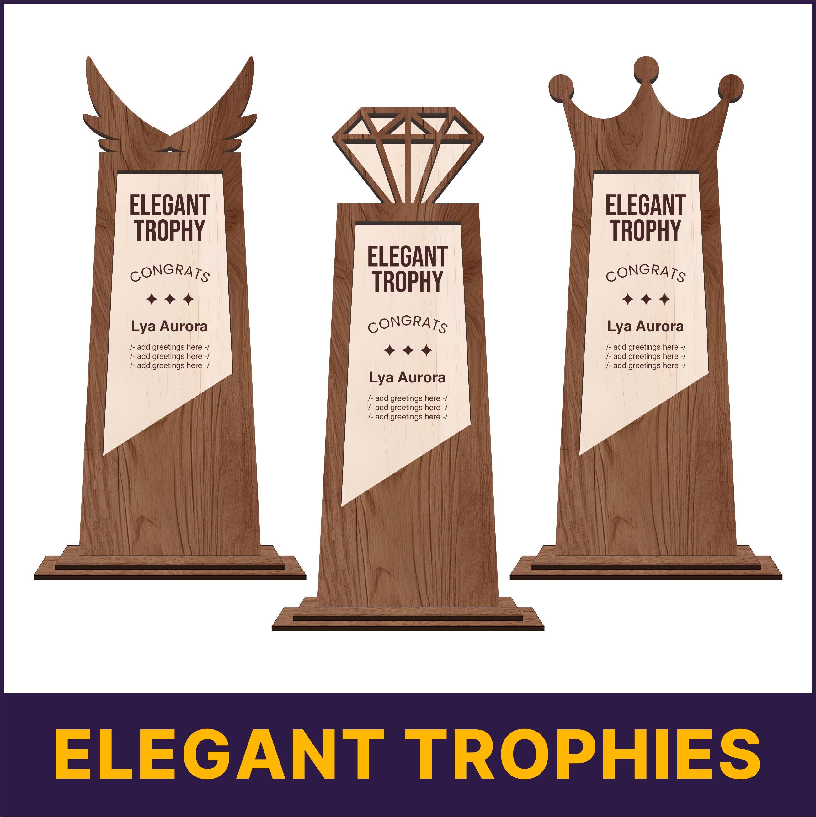 Elegant Trophy Cup Award Laser Cut 3 Different Designs Files, Laser SVG ...