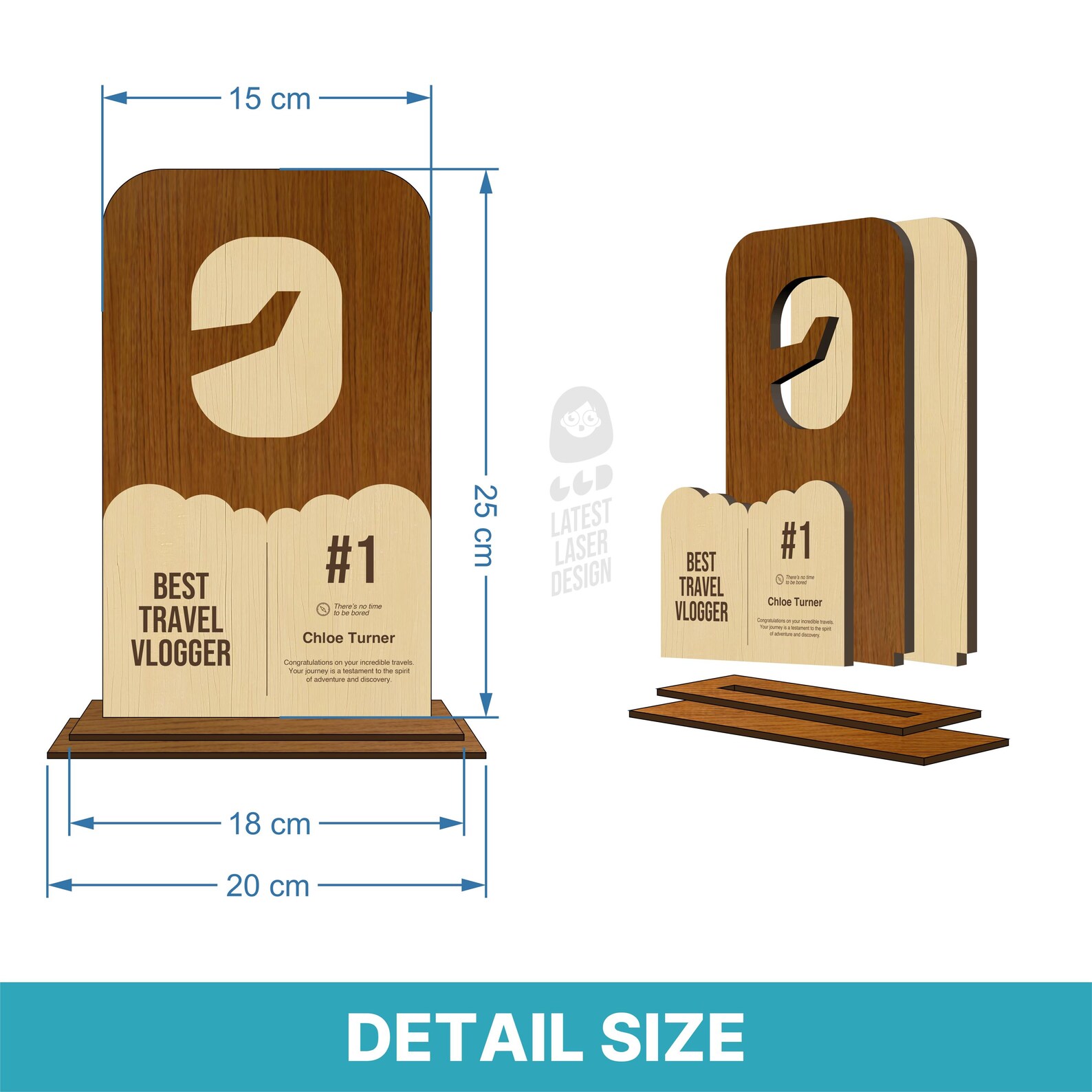 Travel Trophy Cup Award Laser Cut 5 Different Designs Files, Laser SVG ...