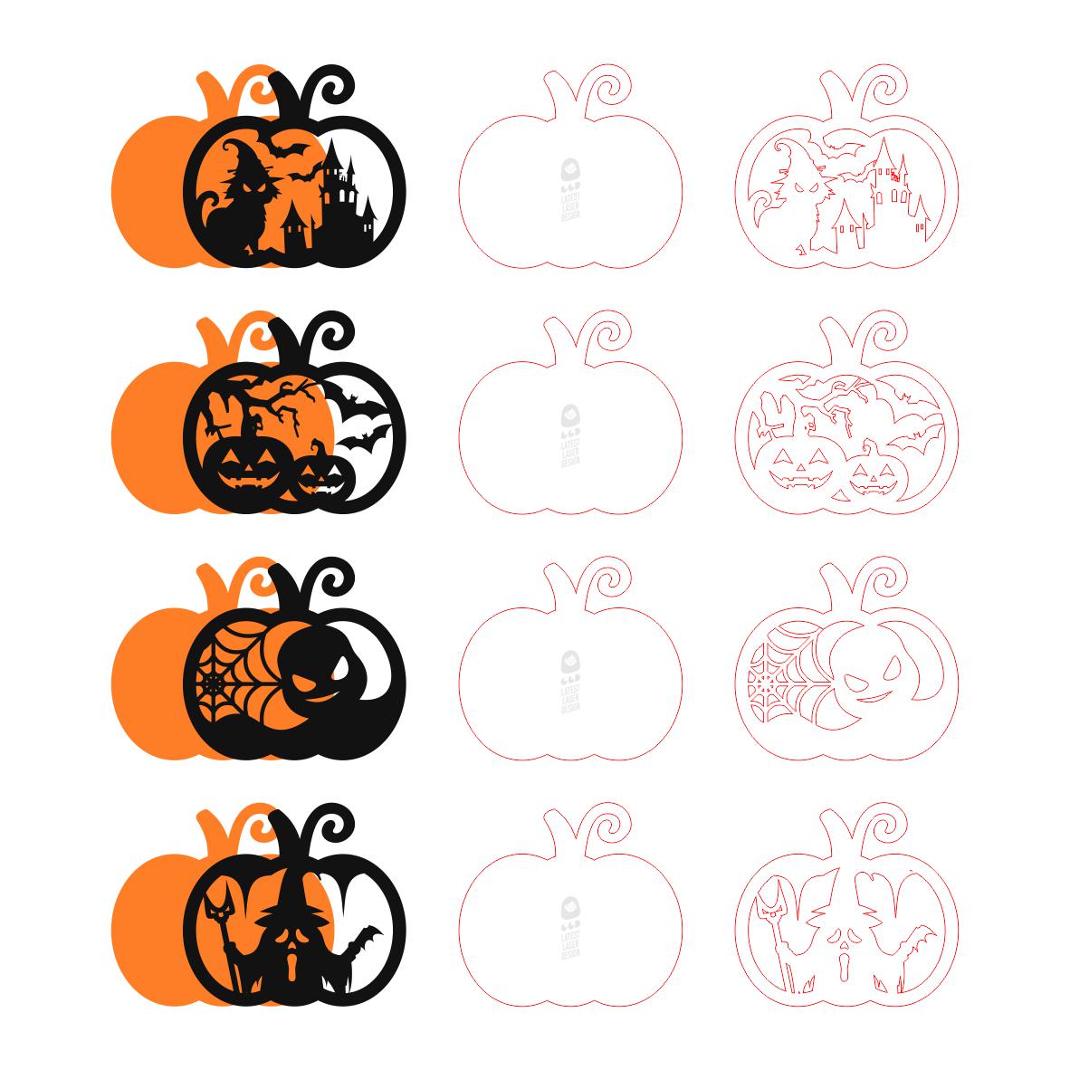 Halloween Pumpkin Bundle SVG, Halloween Laser Cut File, Creepy Pumpkin ...
