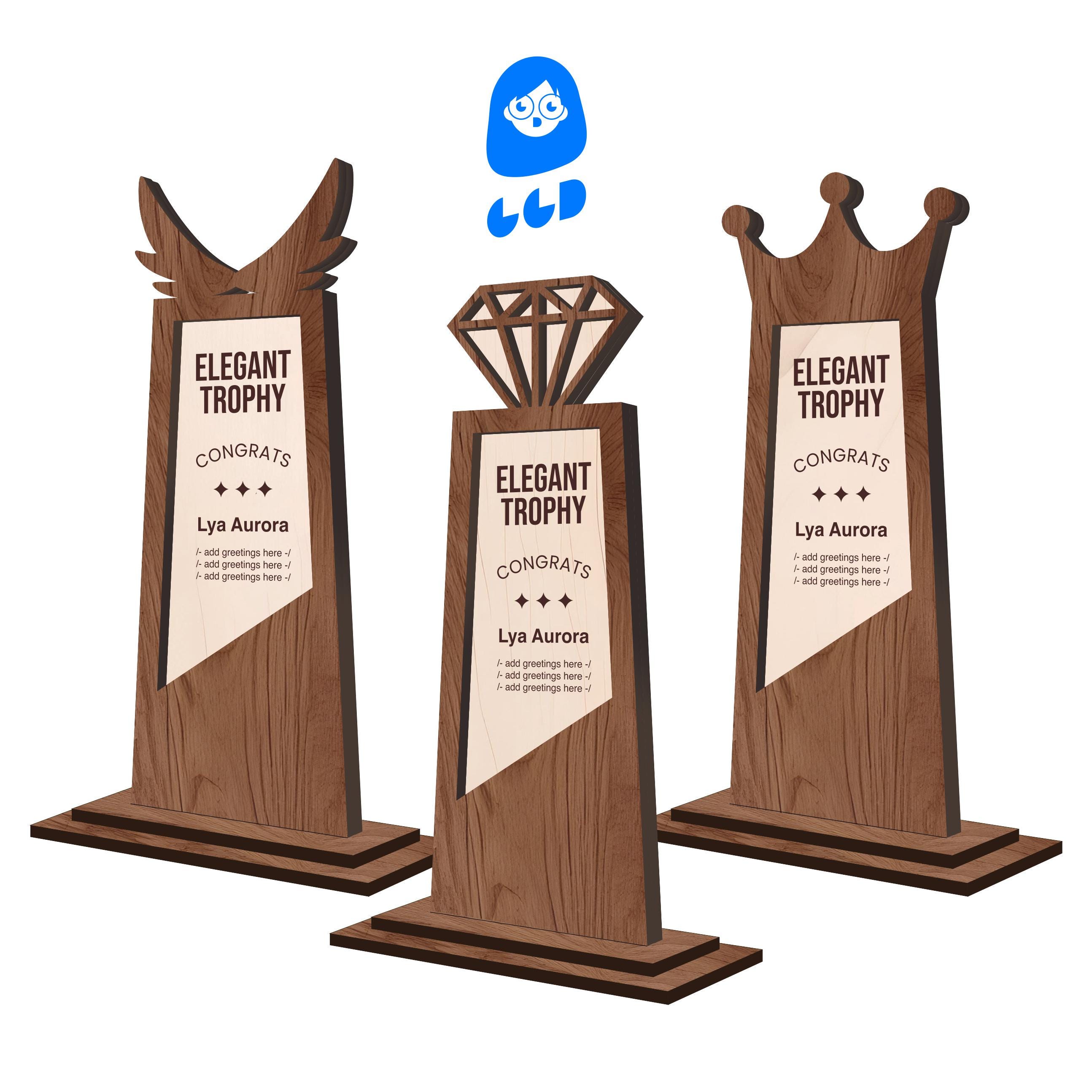 Elegant Trophy Cup Award Laser Cut 3 Different Designs Files, Laser SVG ...