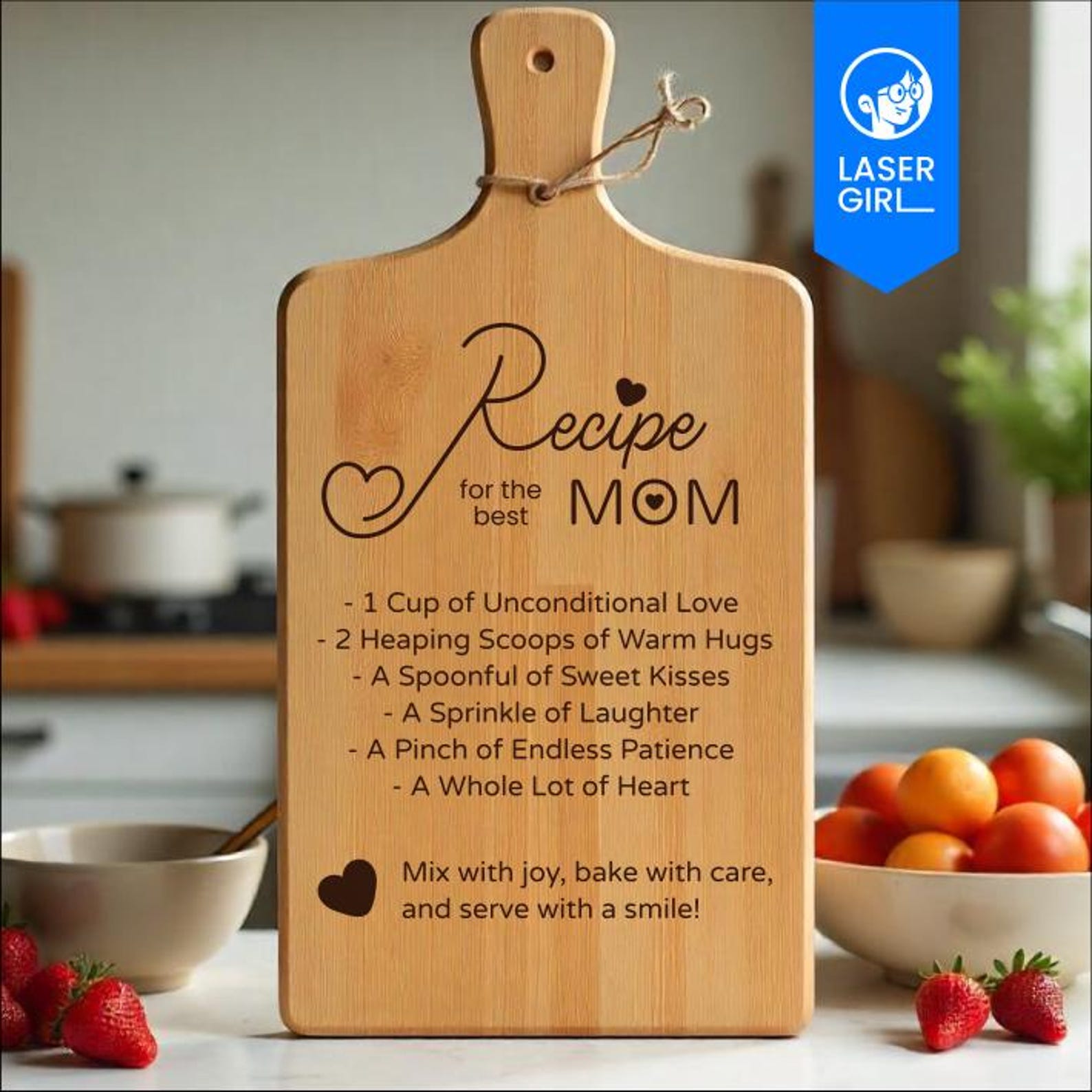 Mom Cutting Board SVG, Recipe for a Special Mom, Mother's Day Kitchen ...