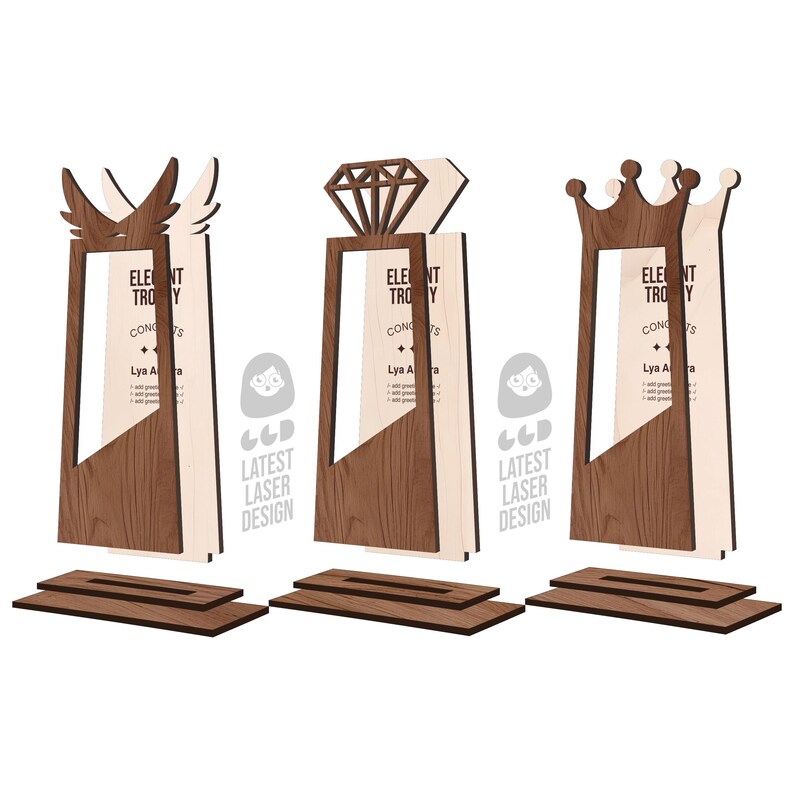 Elegant Trophy Cup Award Laser Cut 3 Different Designs Files, Laser SVG ...