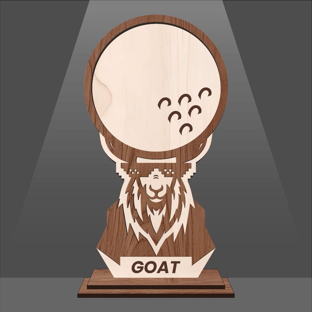 Golf Trophy Laser Cut, GOAT Trophy Greatest All of Time Player Award ...