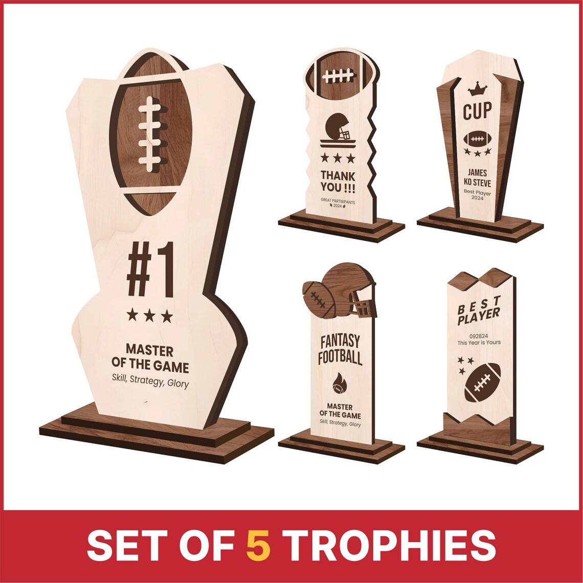 Fantasy Football Trophy SVG Laser Cut Award, Trofeo Futbol World Cup ...