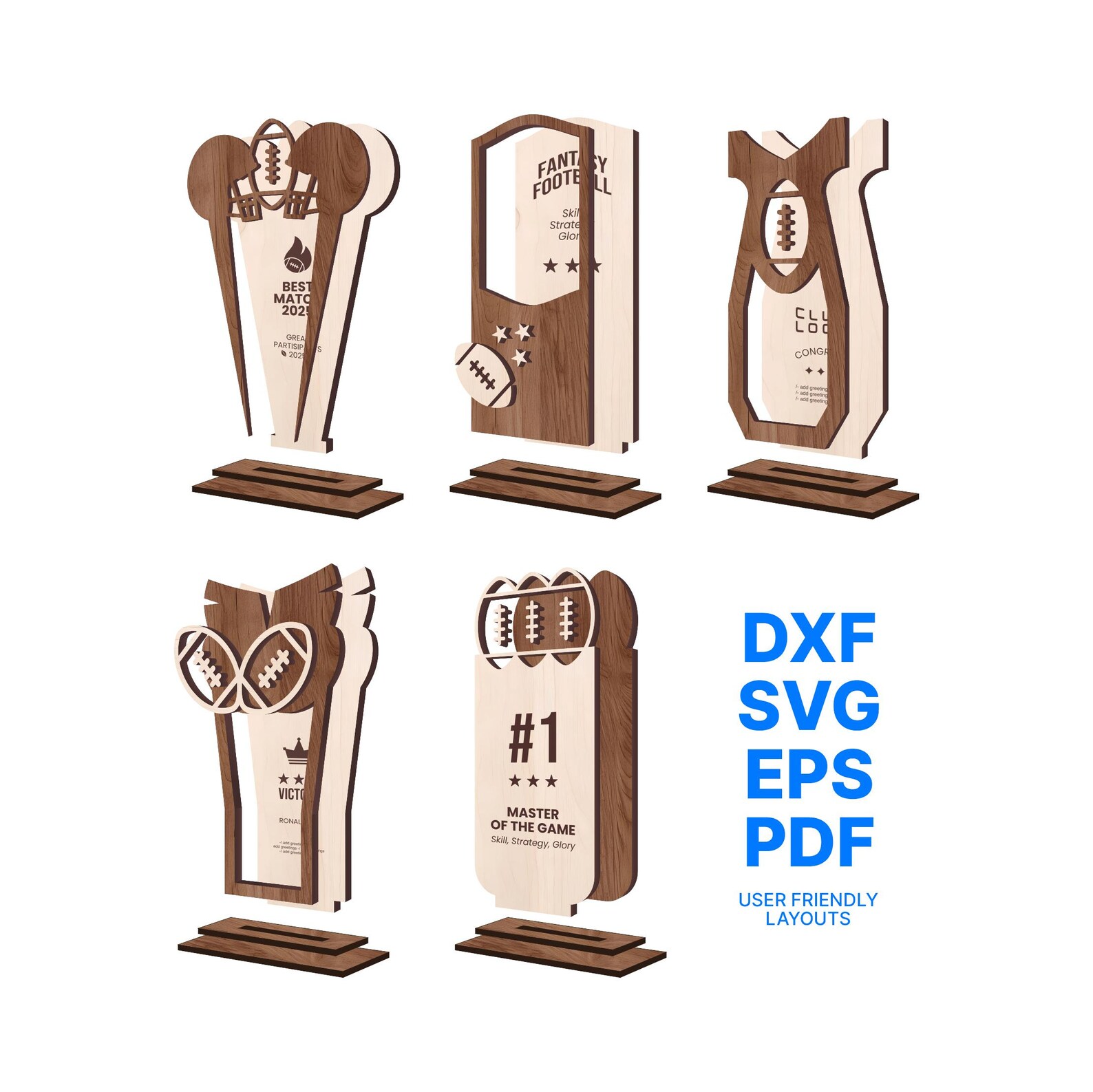 Fantasy Football Trophy SVG Laser Cut Award, Trofeo Futbol World Cup ...