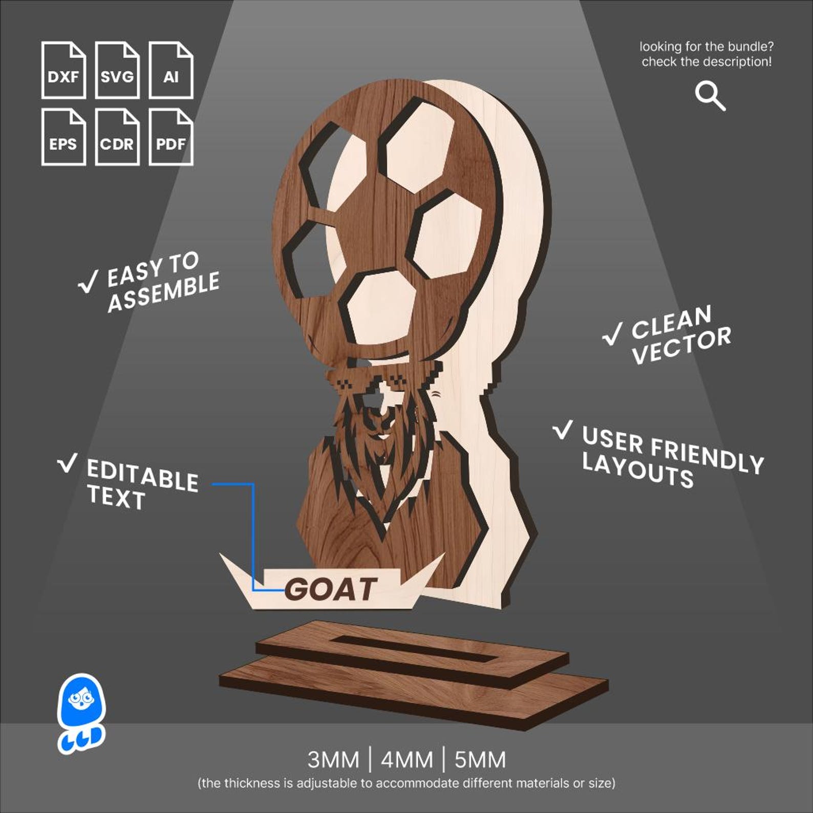 Soccer Trophy, GOAT Trophy Greatest All of Time Player Award ...