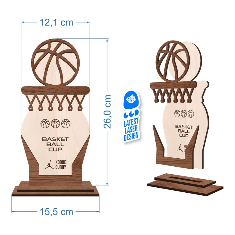 Basketball Trophy SVG Laser Cut File - Digital Basketball Award ...