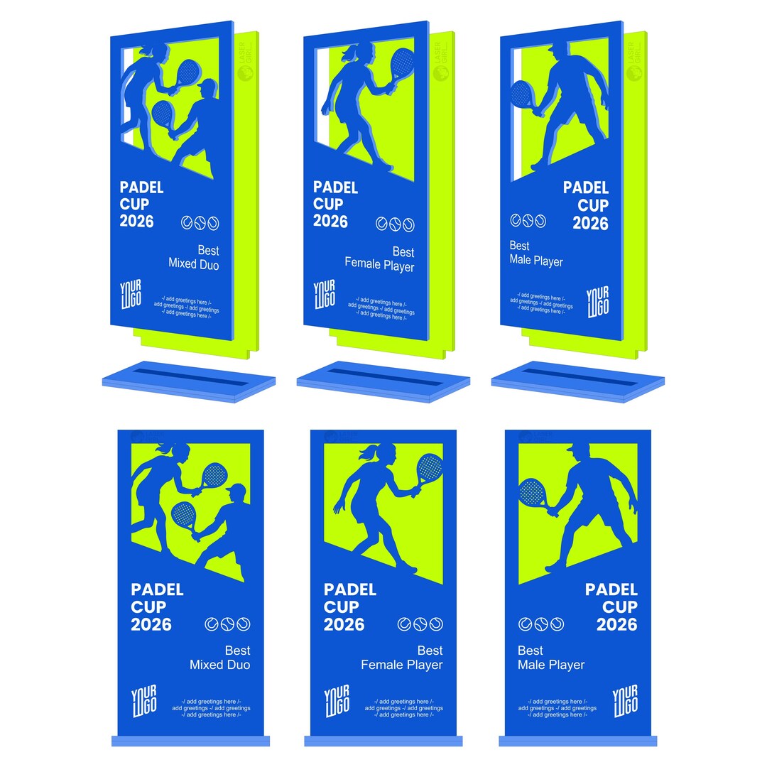 Padel Trophy Laser Cut Male Female Award , Sports Award Glowforge DXF ...