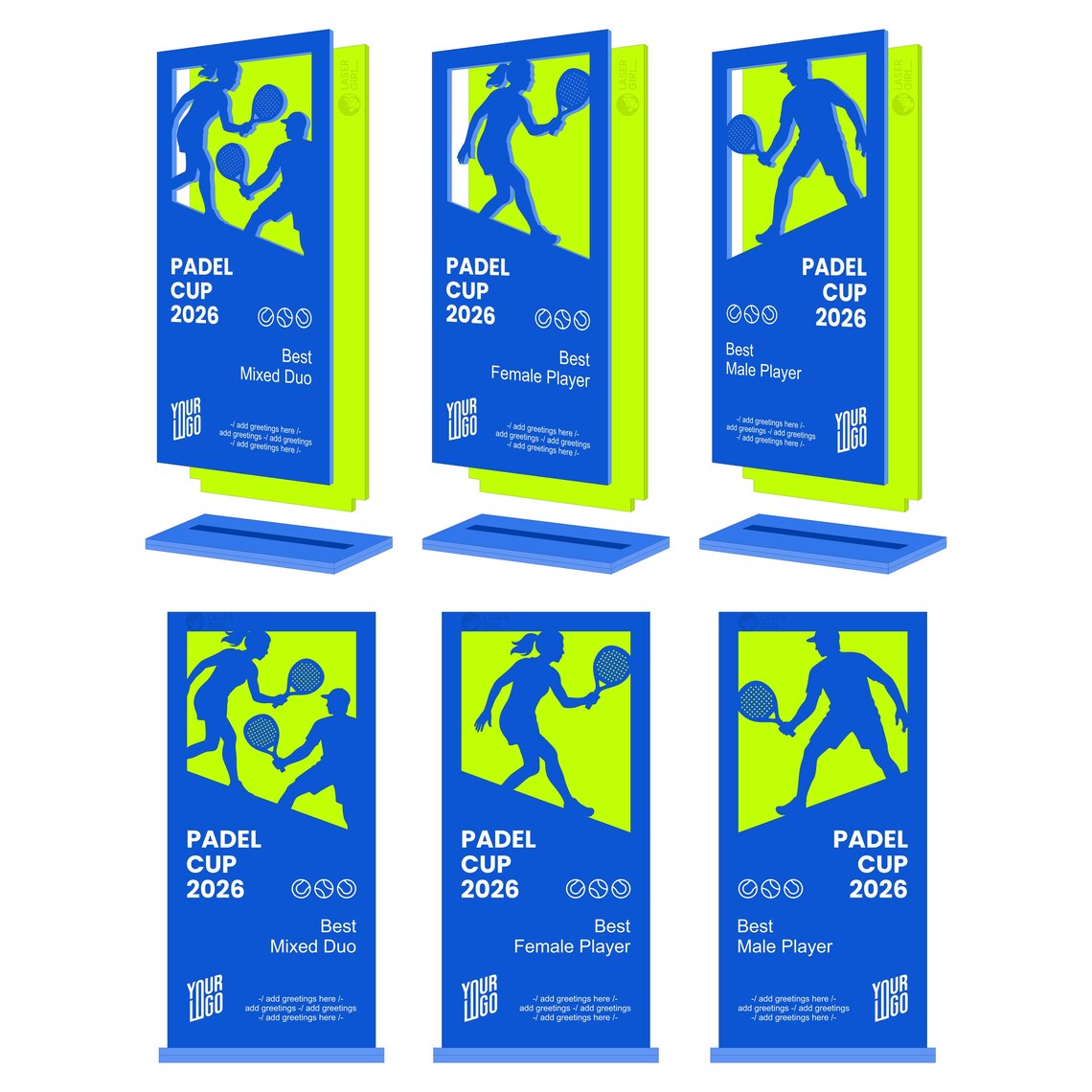 Padel Trophy Laser Cut Male Female Award , Sports Award Glowforge DXF ...