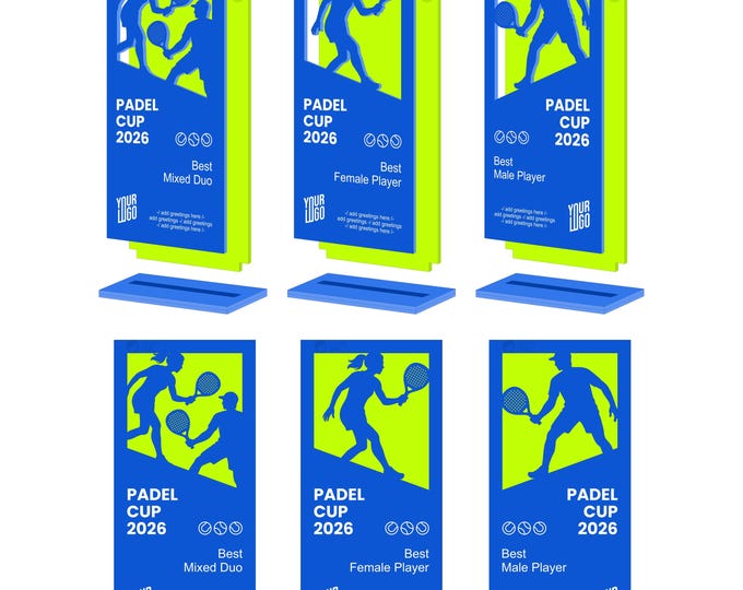 Padel Trophy Laser Cut Male Female Award , Sports Award Glowforge DXF ...