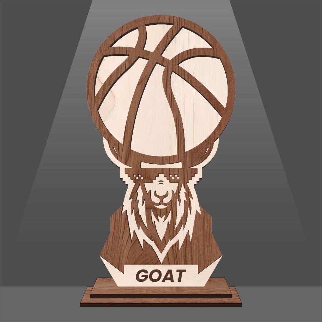 Basketball Trophy Laser Cut, GOAT Trophy Greatest All of Time Player ...