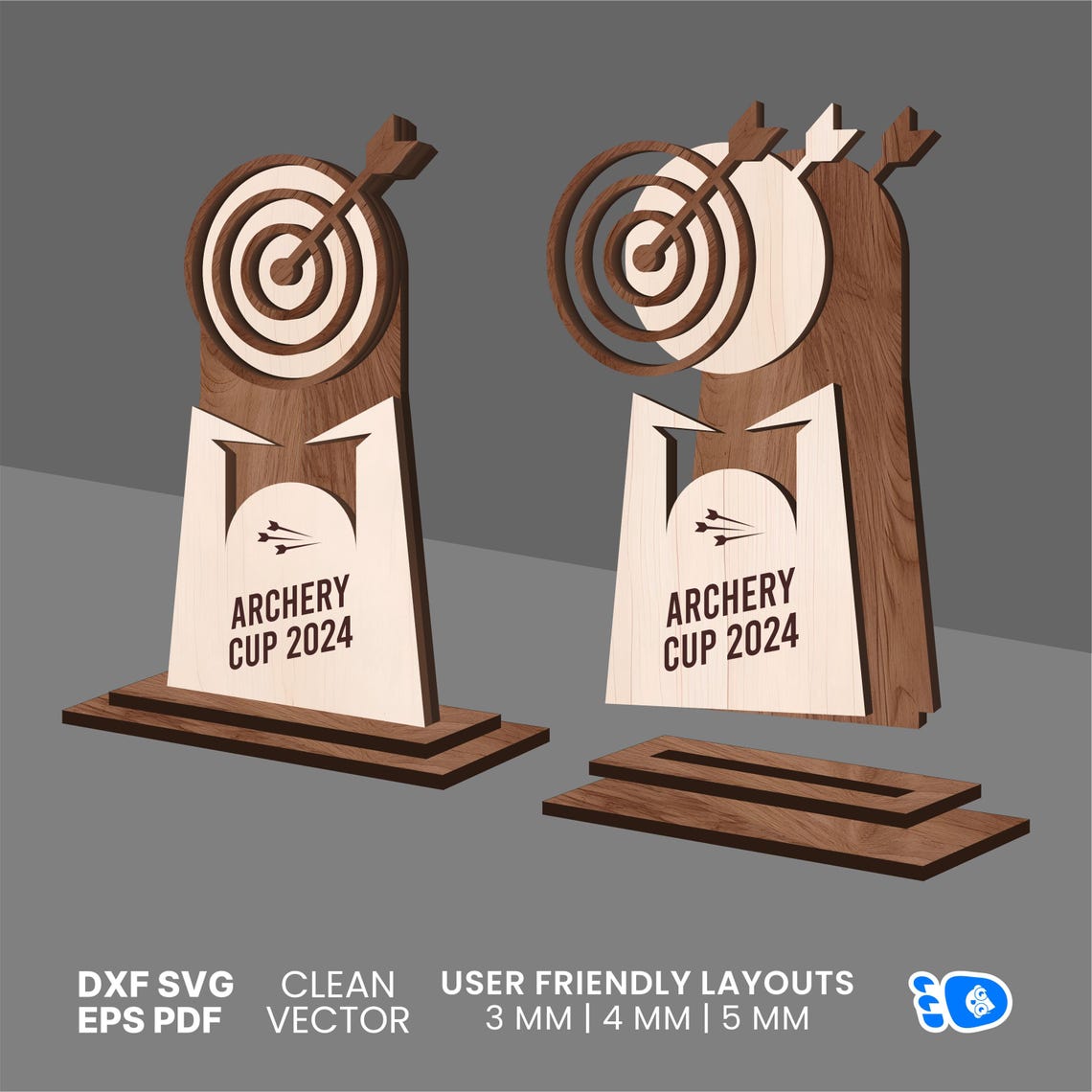 Archery Trophy Laser Cut Award, Sports Award DXF, Glowforge Laser Cut ...