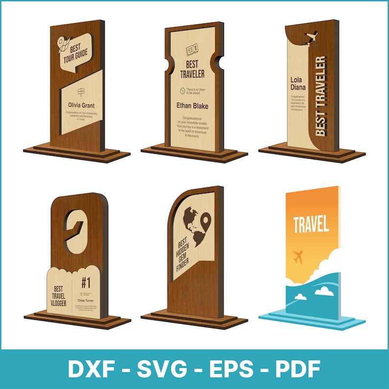 Trofeo de viaje Copa Premio Corte Láser 5 Diseños Diferentes Archivos ...