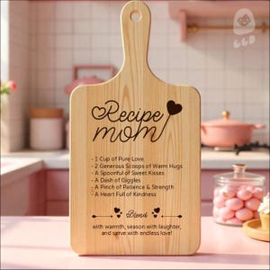 Mom Cutting Board SVG, Recipe for a Special Mom, Mother's Day Kitchen ...