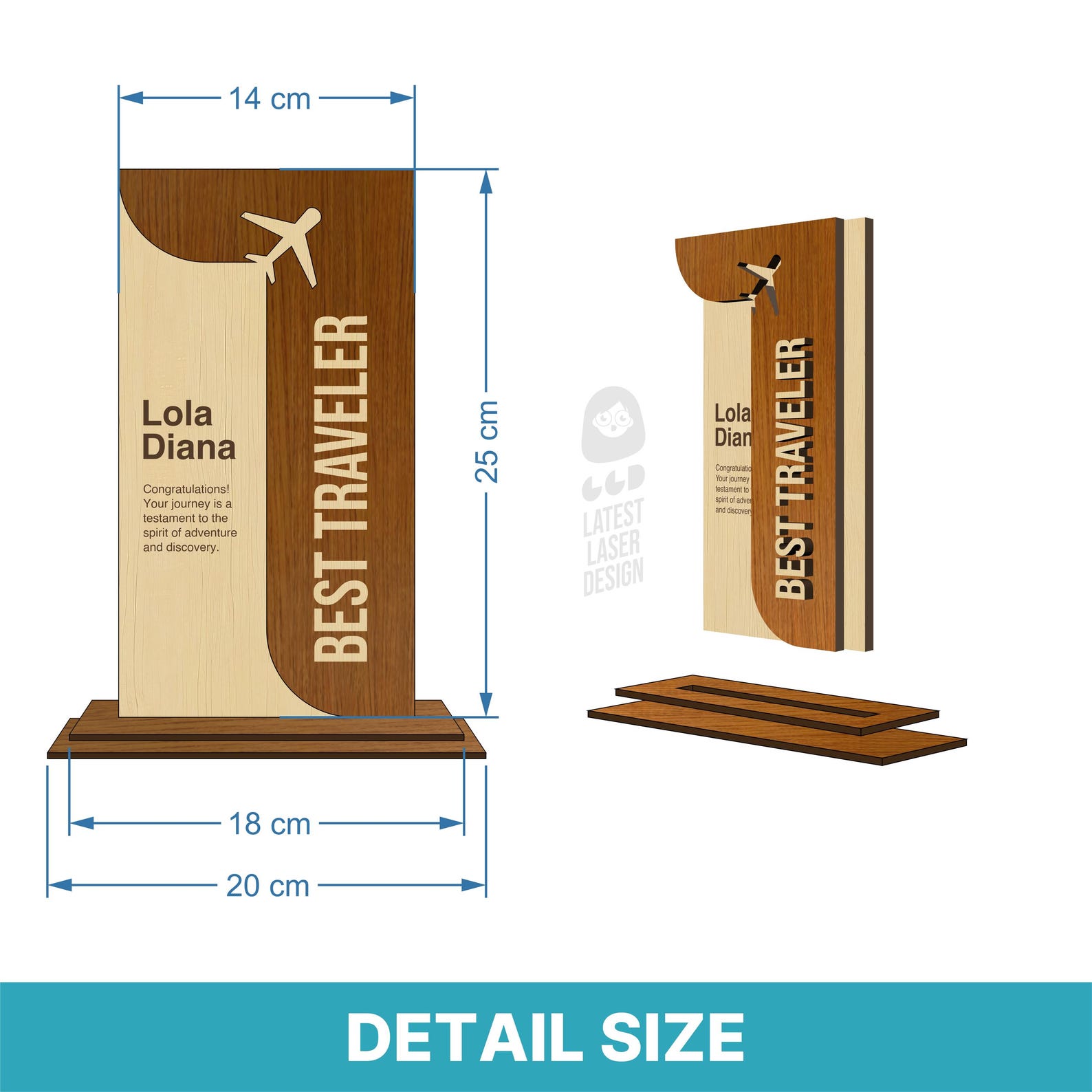 Travel Trophy Cup Award Laser Cut 5 Different Designs Files, Laser SVG ...