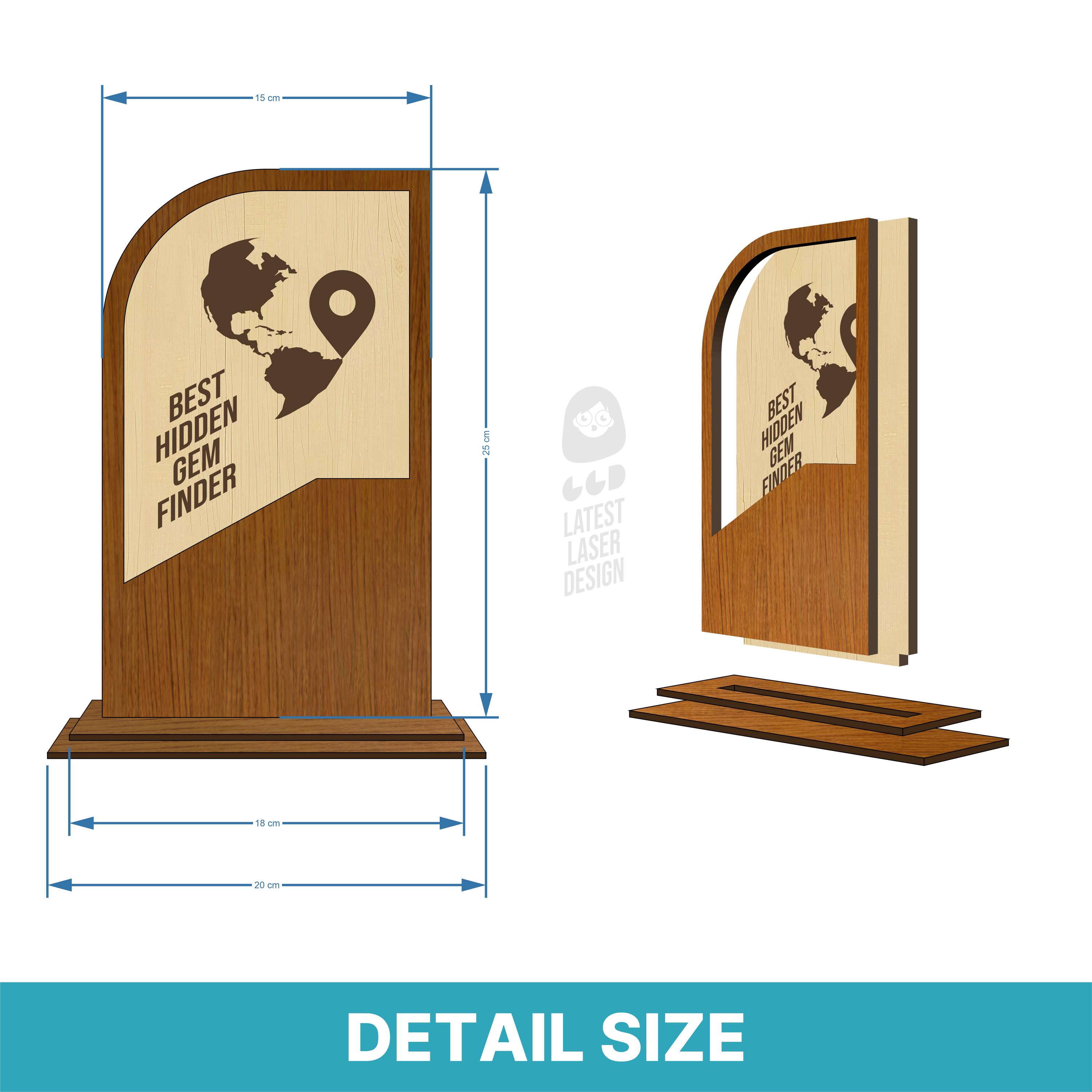Travel Trophy Award Laser Cut 5 Different Designs Files, Laser SVG DXF ...