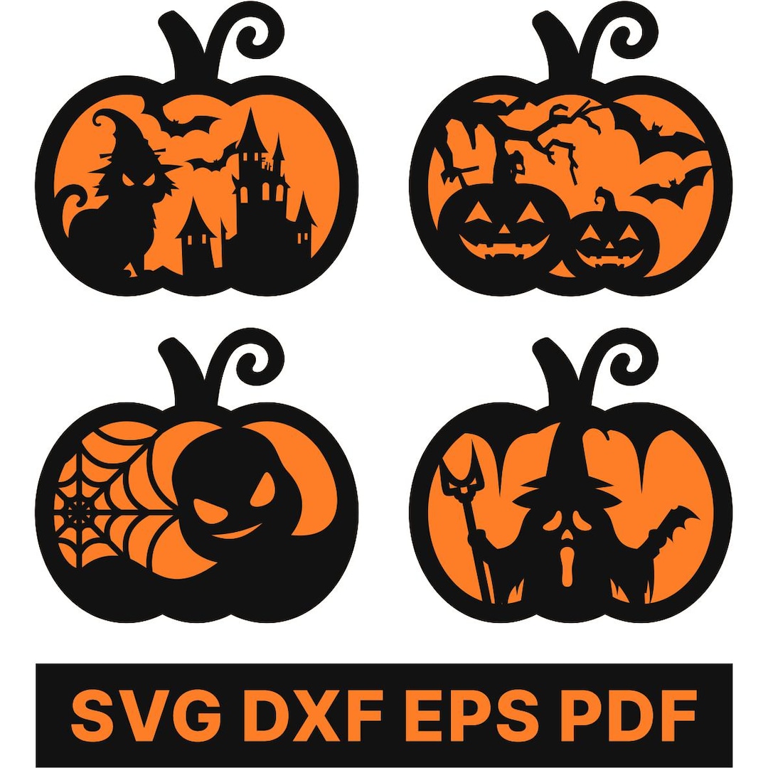 Halloween Pumpkin Bundle SVG, Halloween Laser Cut File, Creepy Pumpkin ...