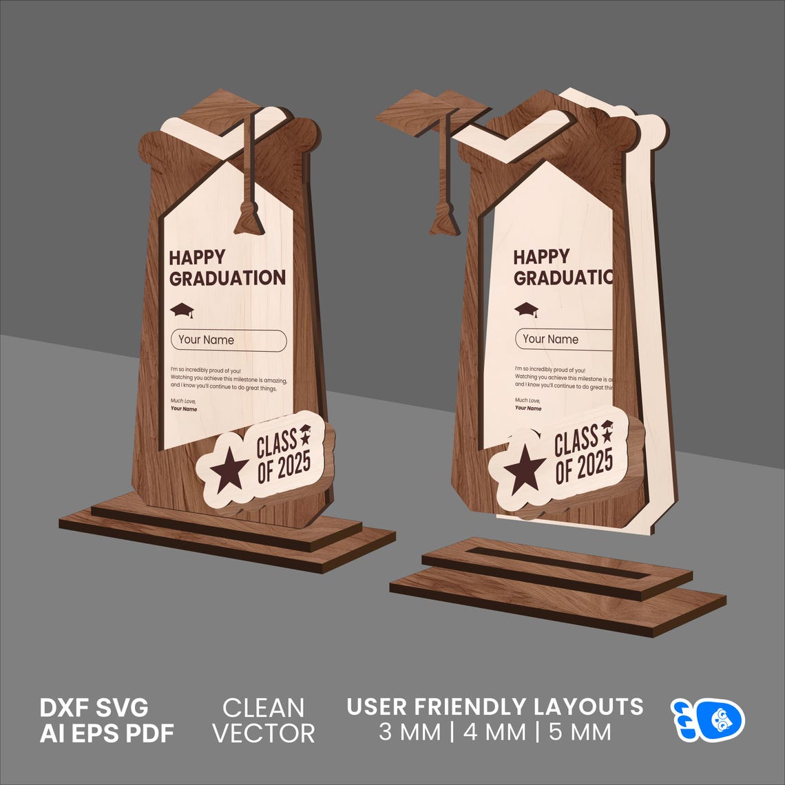 Graduation Award Trophy Laser Cut, Graduation Gift, Graduation Medal ...