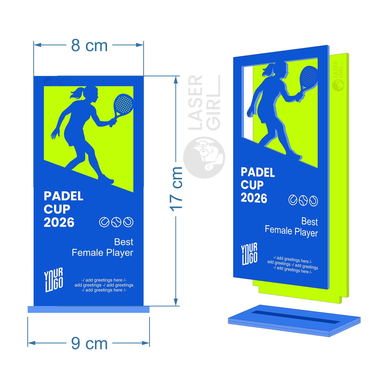 Padel Trophy Laser Cut Male Female Award , Sports Award Glowforge DXF ...