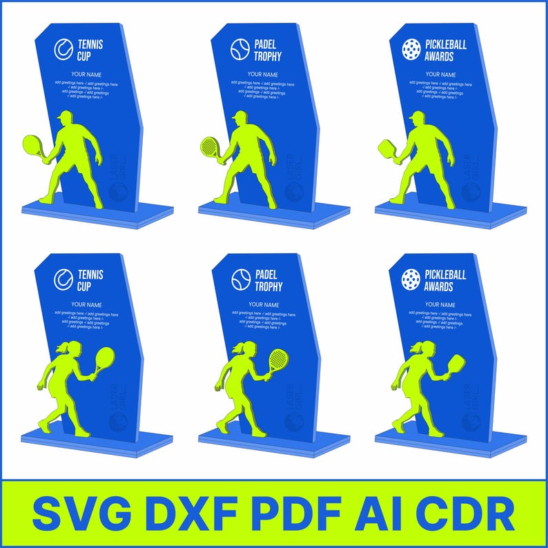 Padel, Tennis, Pickleball Trophy Laser Cut Award, Sports Award DXF ...