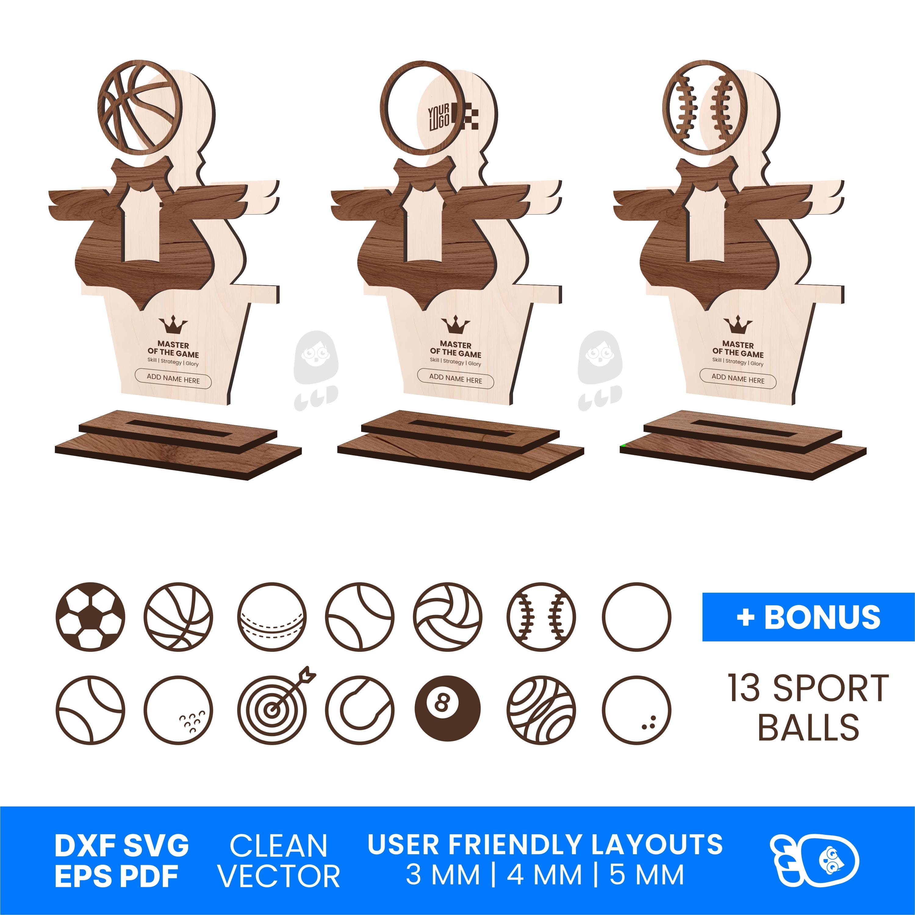 Elegant Trophy Award Laser Cut DXF PDF SVG Files, Wooden Cutting ...