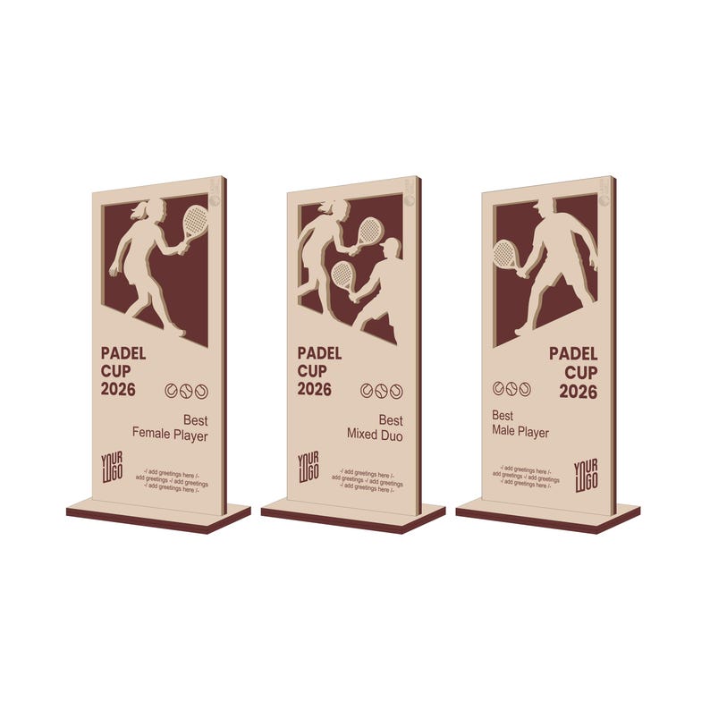 Padel Trophy Laser Cut Male Female Award , Sports Award Glowforge DXF ...