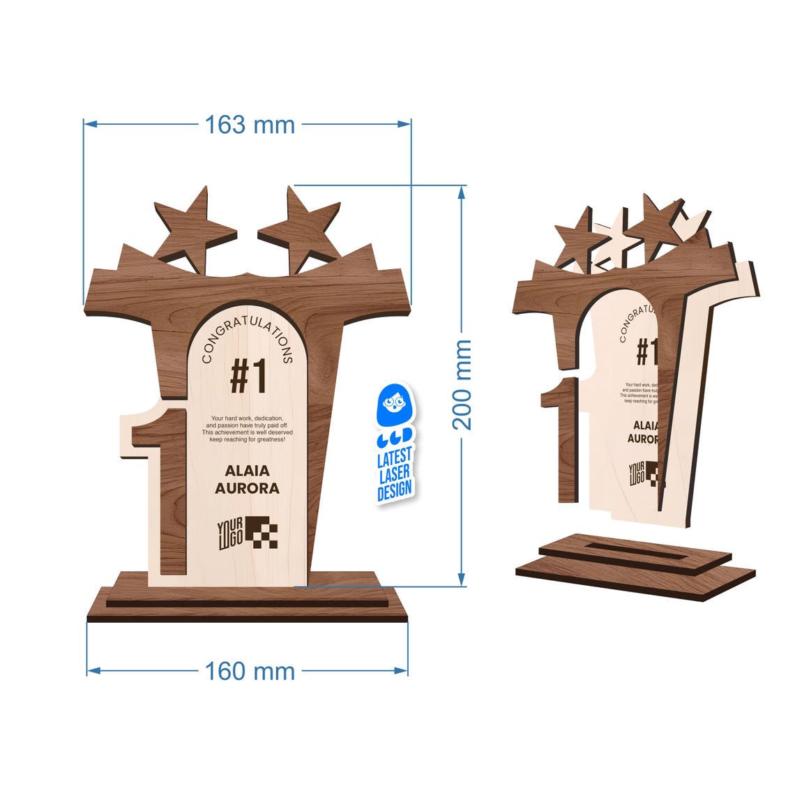 Trophy Set for 1st, 2nd, 3rd Place Awards, Trophy Laser Cut Pack Awards ...