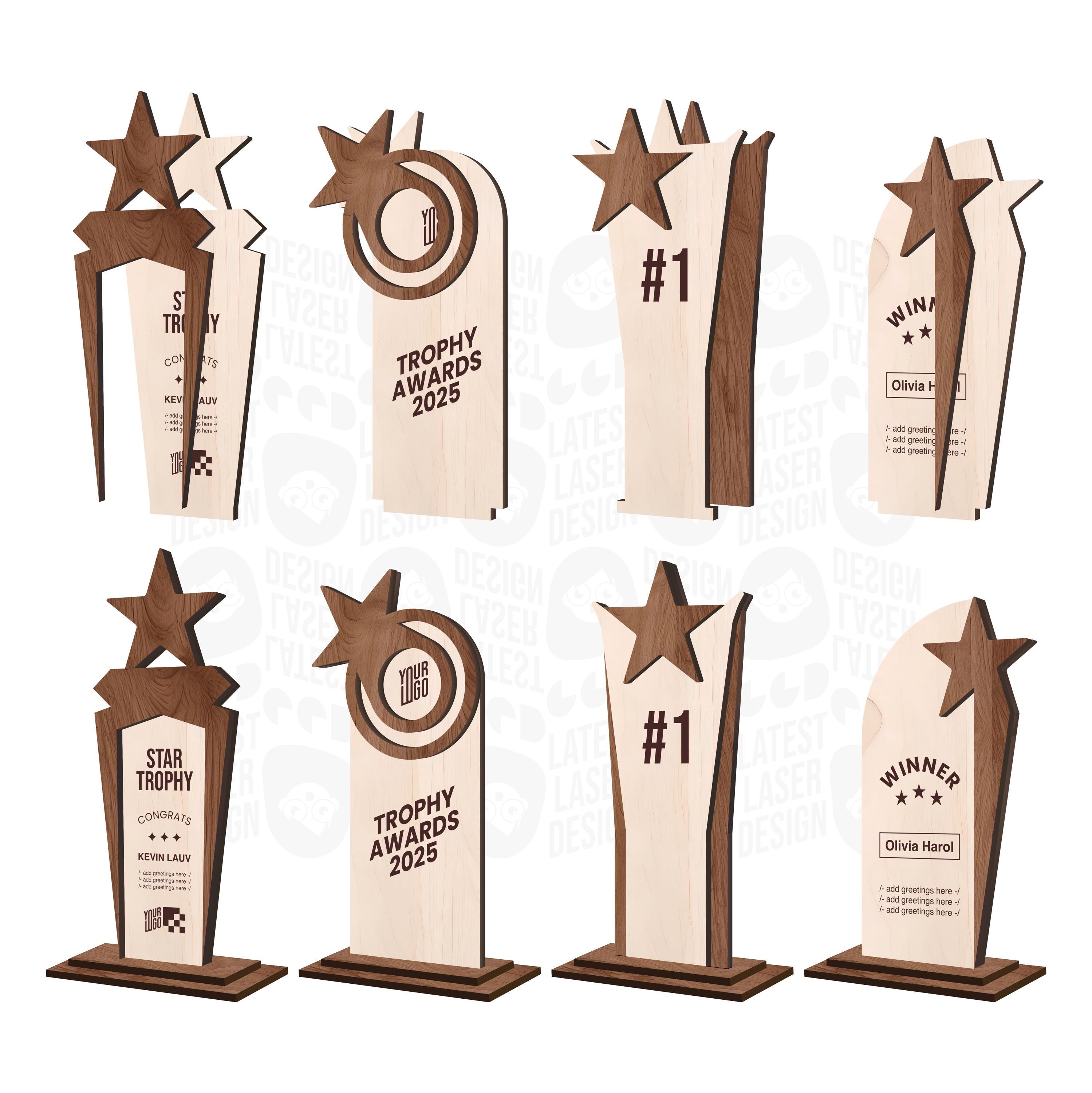 7 Star Awards Trophy Laser Cut Bundle, Wooden Cutting Engraving Files ...