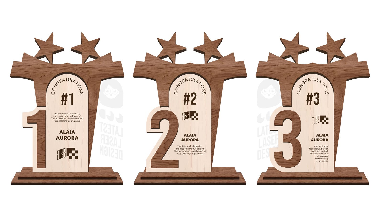 Trophy Set for 1st, 2nd, 3rd Place Awards, Trophy Laser Cut Pack Awards ...