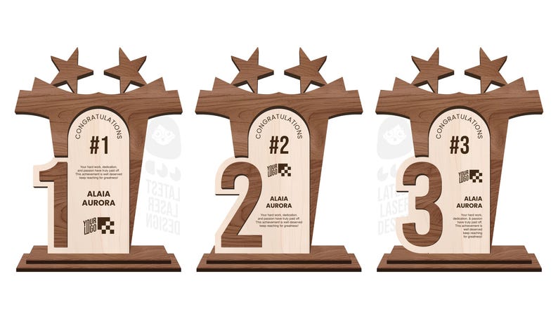 Trophy Set for 1st, 2nd, 3rd Place Awards, Trophy Laser Cut Pack Awards ...