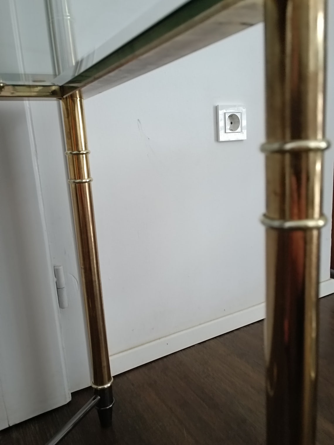 Vintage Side Table /glass Mirror and Brass / Ikea/maison Jansen Style ...