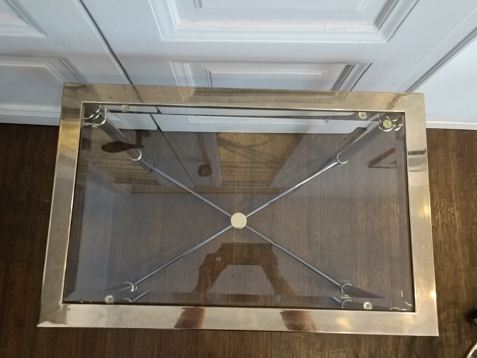 Vintage Side Table /glass Mirror and Brass / Ikea/maison Jansen Style ...