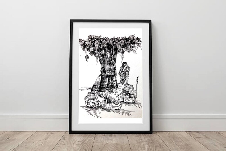 Indian Ritual Line Drawing - Etsy