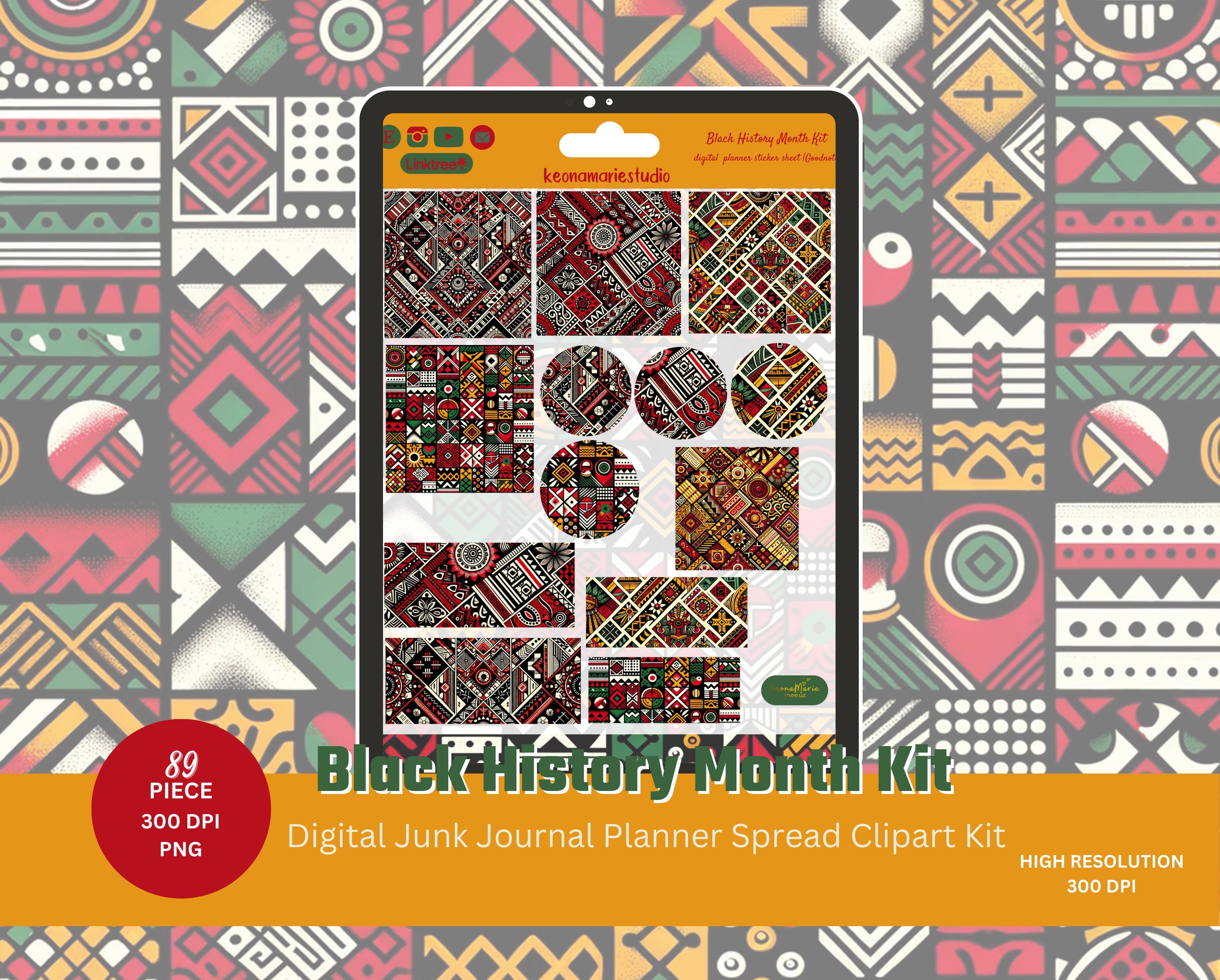 Black History Month Digital Planner Kit 89-piece PNG & Goodnotes ...
