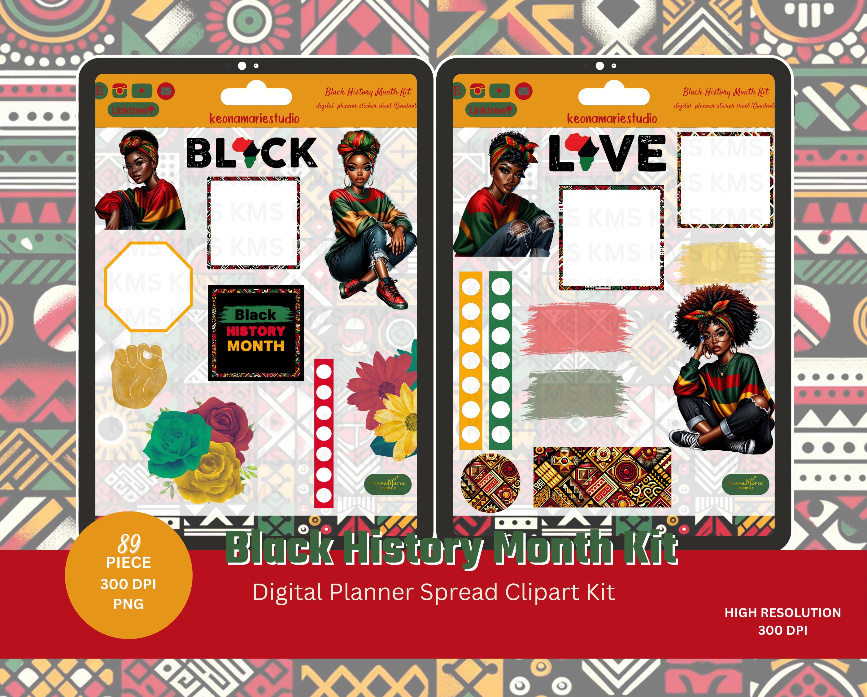 Black History Month Digital Planner Kit 89-piece PNG & Goodnotes ...