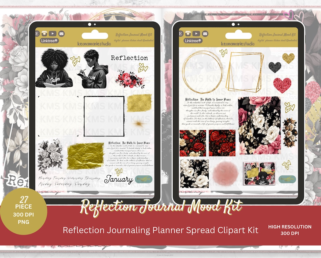 Reflection Journal Mood /27-piece PNG Clipart/goodnotes Sticker Kit ...