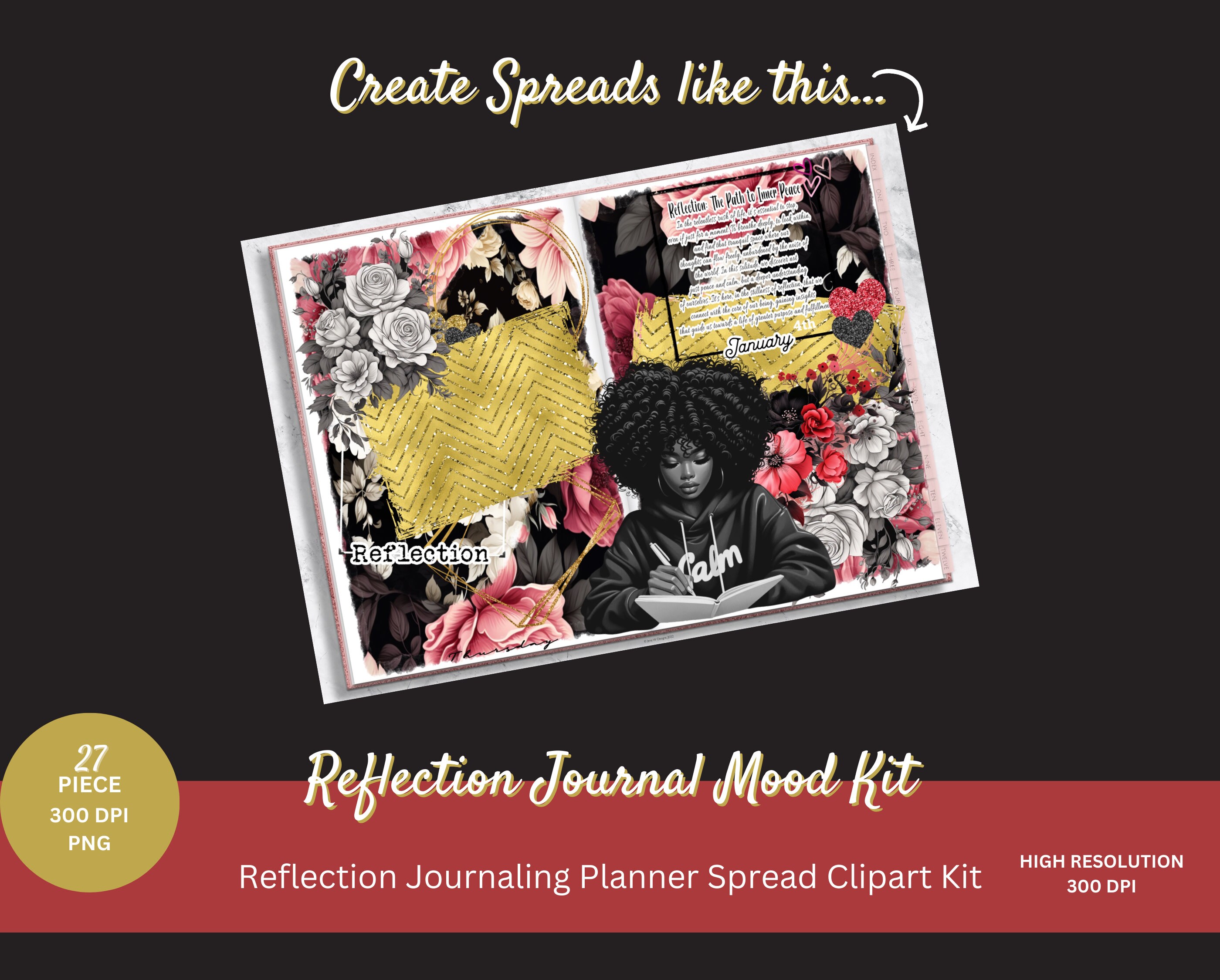 Reflection Journal Mood /27-piece PNG Clipart/goodnotes Sticker Kit ...