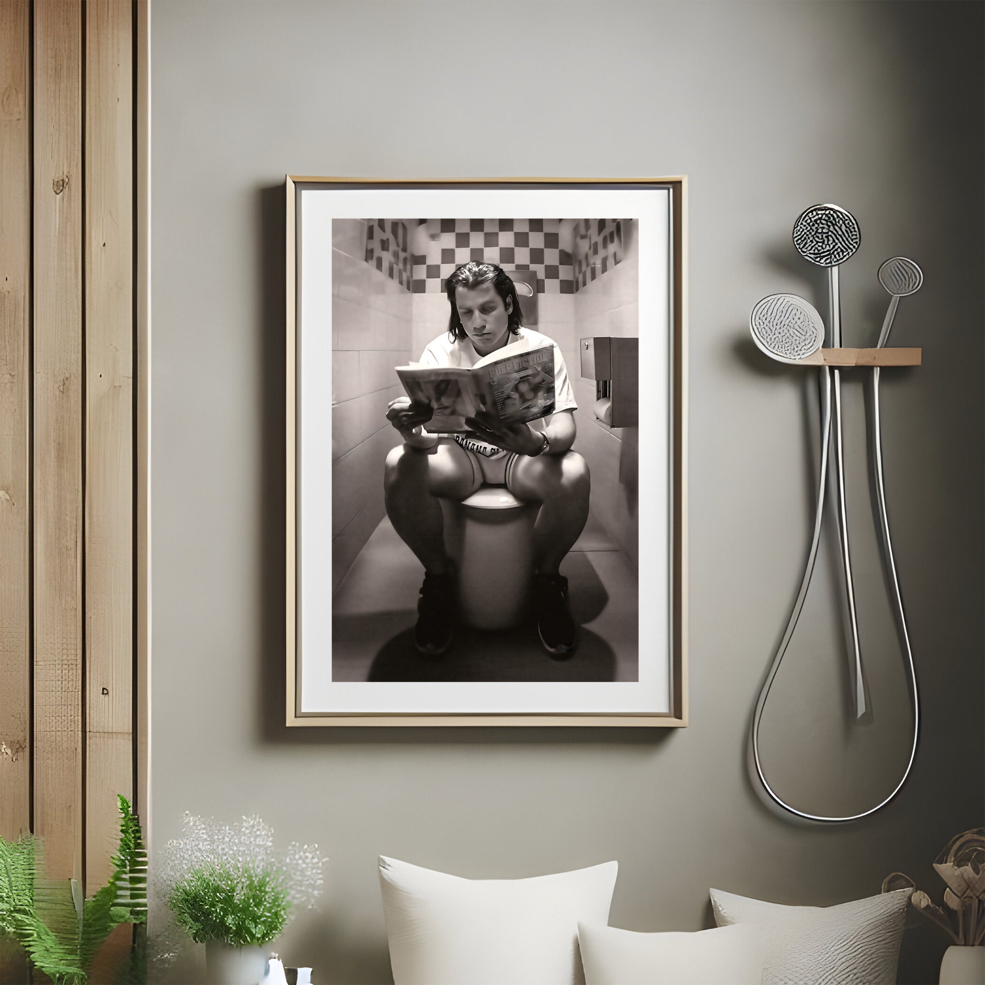 Movie poster enhanced and upscaled of pulp fiction toilet scene with ...