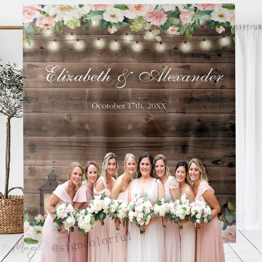 Wedding Shower Backdrop, Rustic Lantern Blush Floral Barn Wedding ...