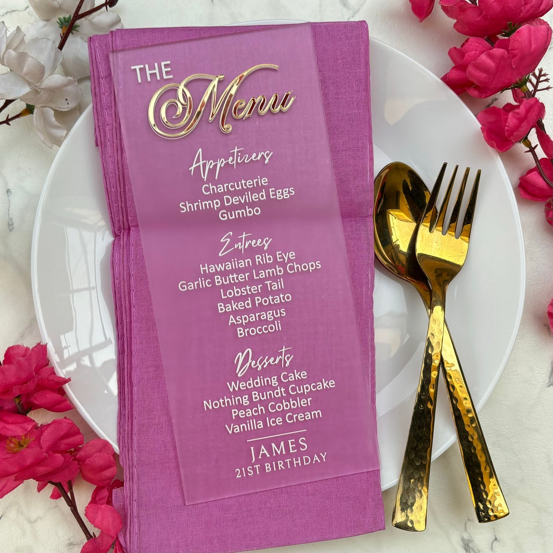 Frosted Acrylic Menu Card, Wedding Menu, Acrylic Wedding Detail Card ...