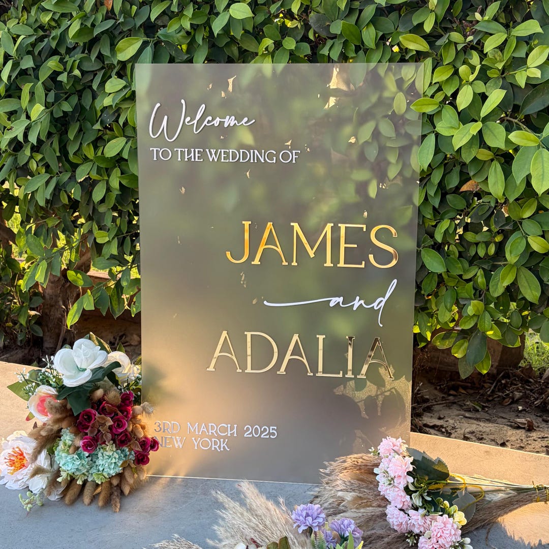 3D Acrylic Frosted Wedding Welcome Sign: Gold Lettering - Etsy